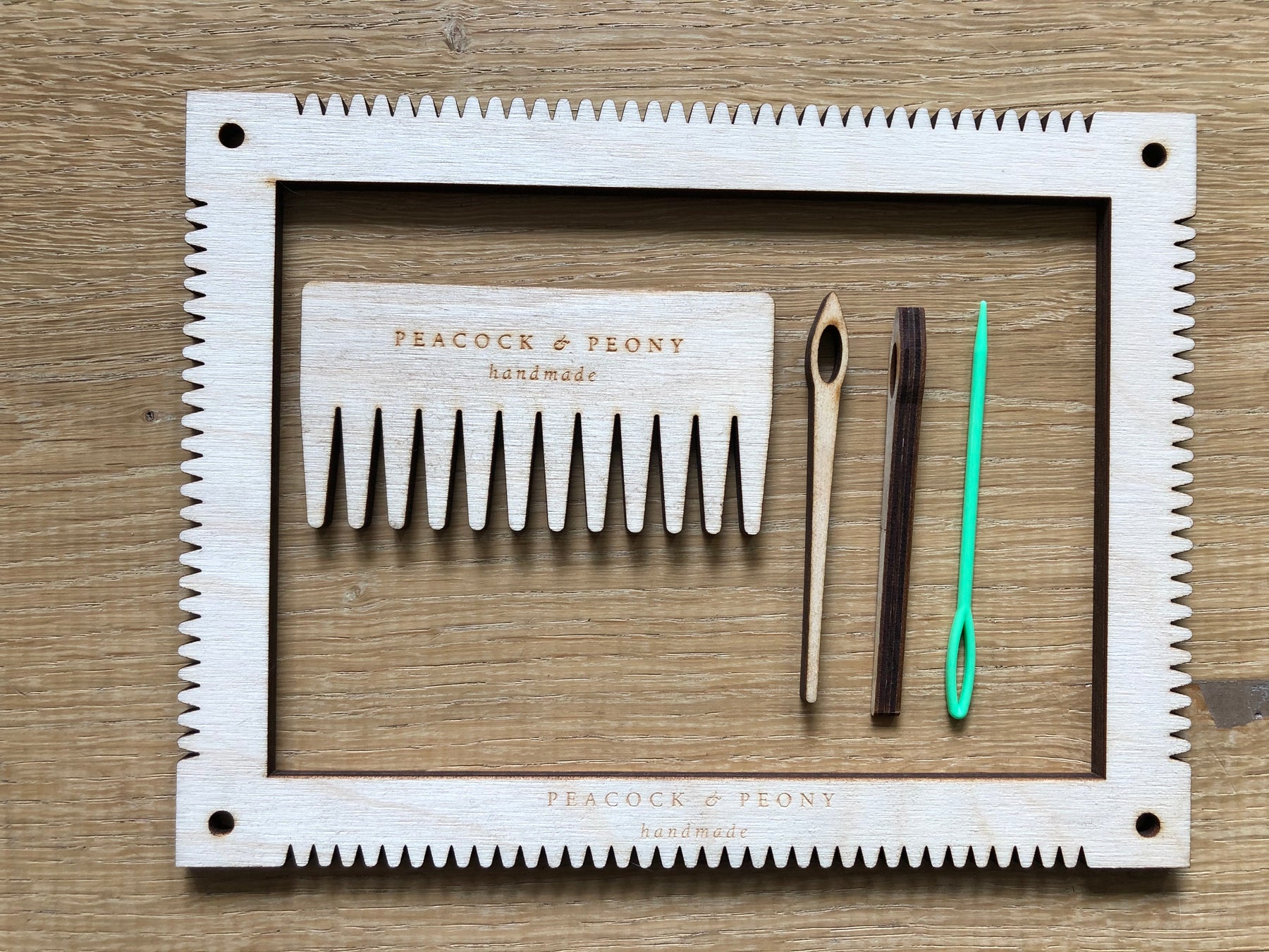 Birch wooden DIY weaving set (2 wooden weaving looms (rectangle and ci ...